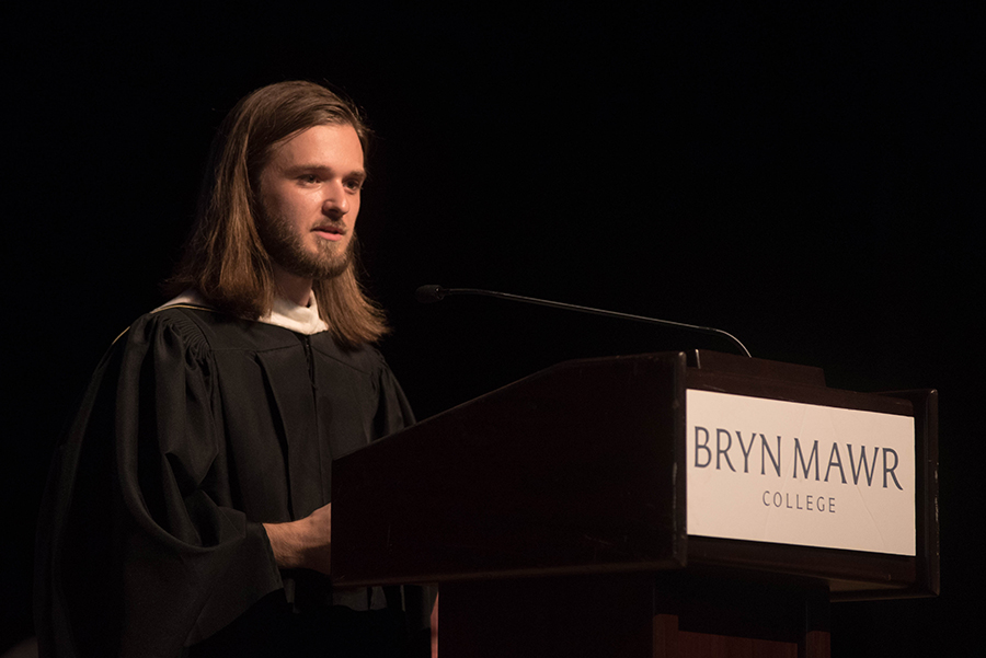 GSA Co-Chair Isaac Craig (M.A. Math, '18) addresses Fall Convocation 2018